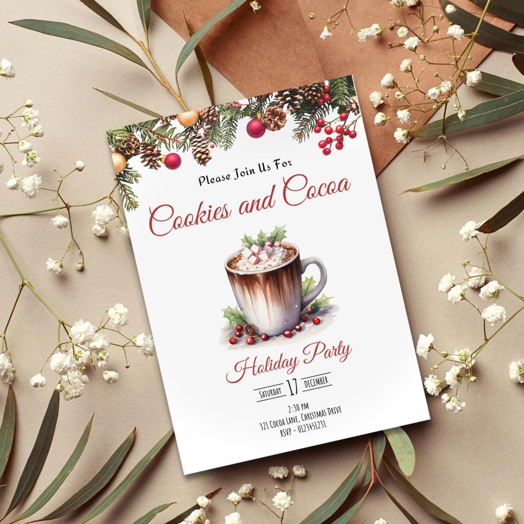 Christmas Cookie and Cocoa Invitation Template Christmas Cookie Cocoa ...