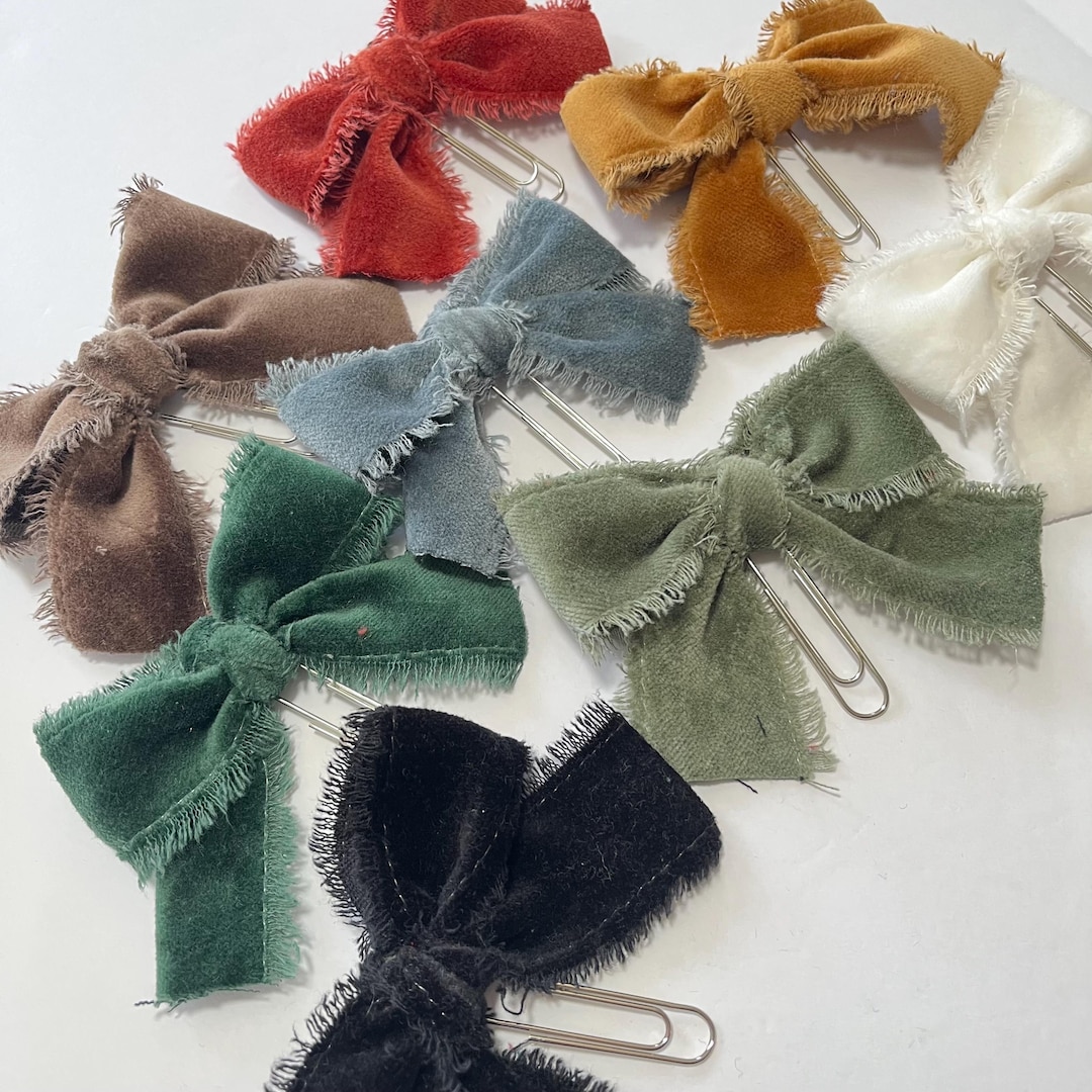 Frayed Bow Clip With Tails | Planner Lover Gift | Journal Accessory ...