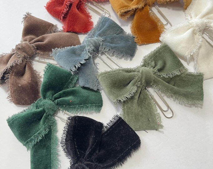Frayed Bow Clip With Tails | Planner Lover Gift | Journal Accessory ...
