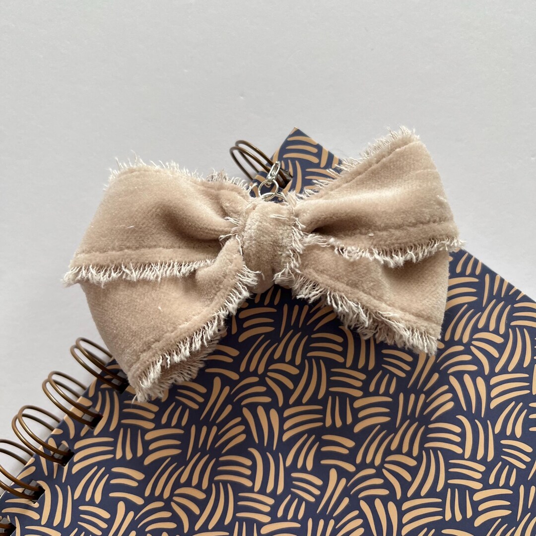Bow Charm Pale Frayed Velvet Planner Lover Gift Journal Accessory ...