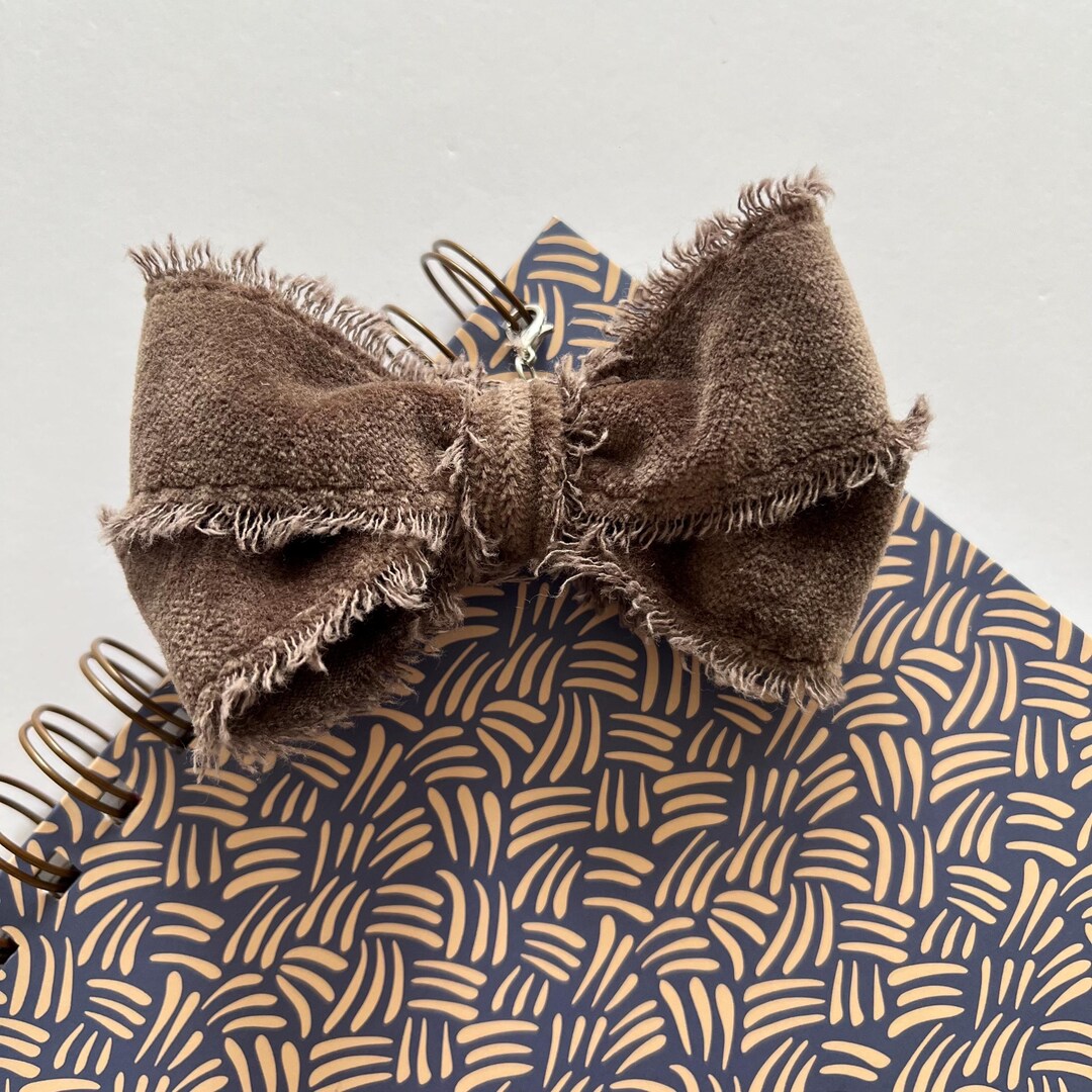 Bow Charm Brown Frayed Velvet Planner Lover Gift Journal Accessory ...