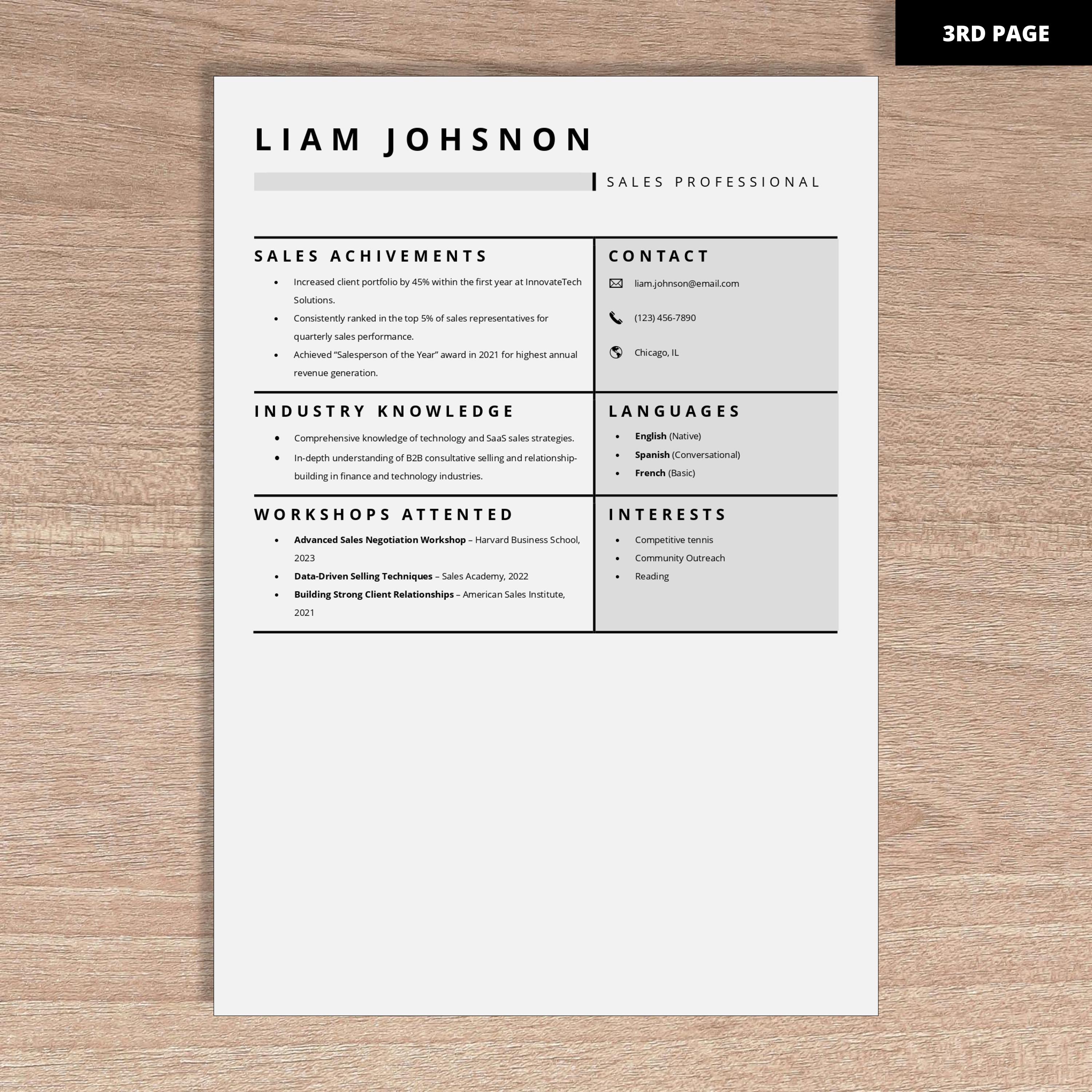 Professional Sales Resume Template | Ats-friendly, Corporate Design - Etsy