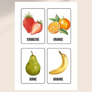 Obstkarten Echt aussehend Lernkarten für die Kinder Montessori ...