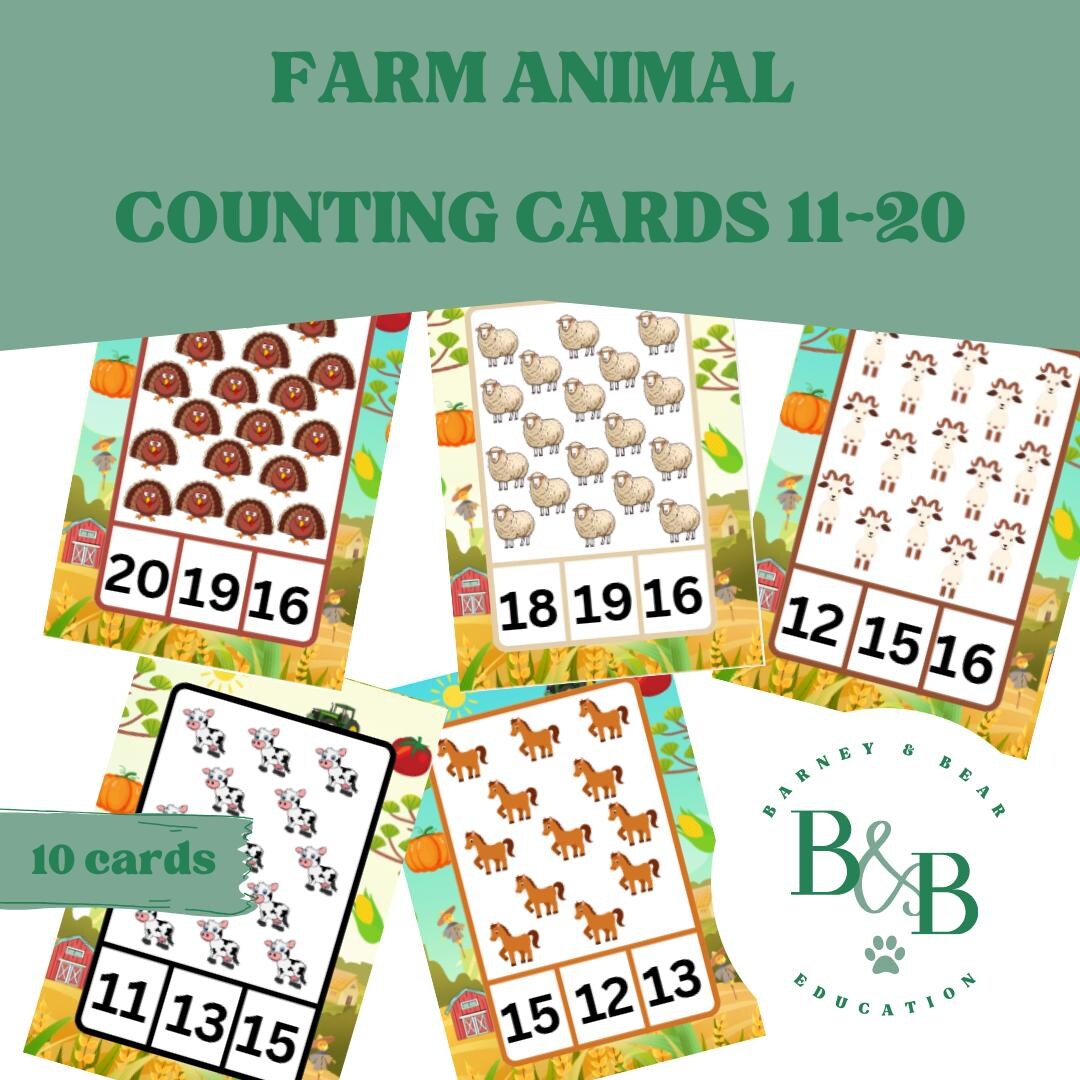 Counting Numbers Activity Cards Number 11-20 Cards Printable Preschool ...