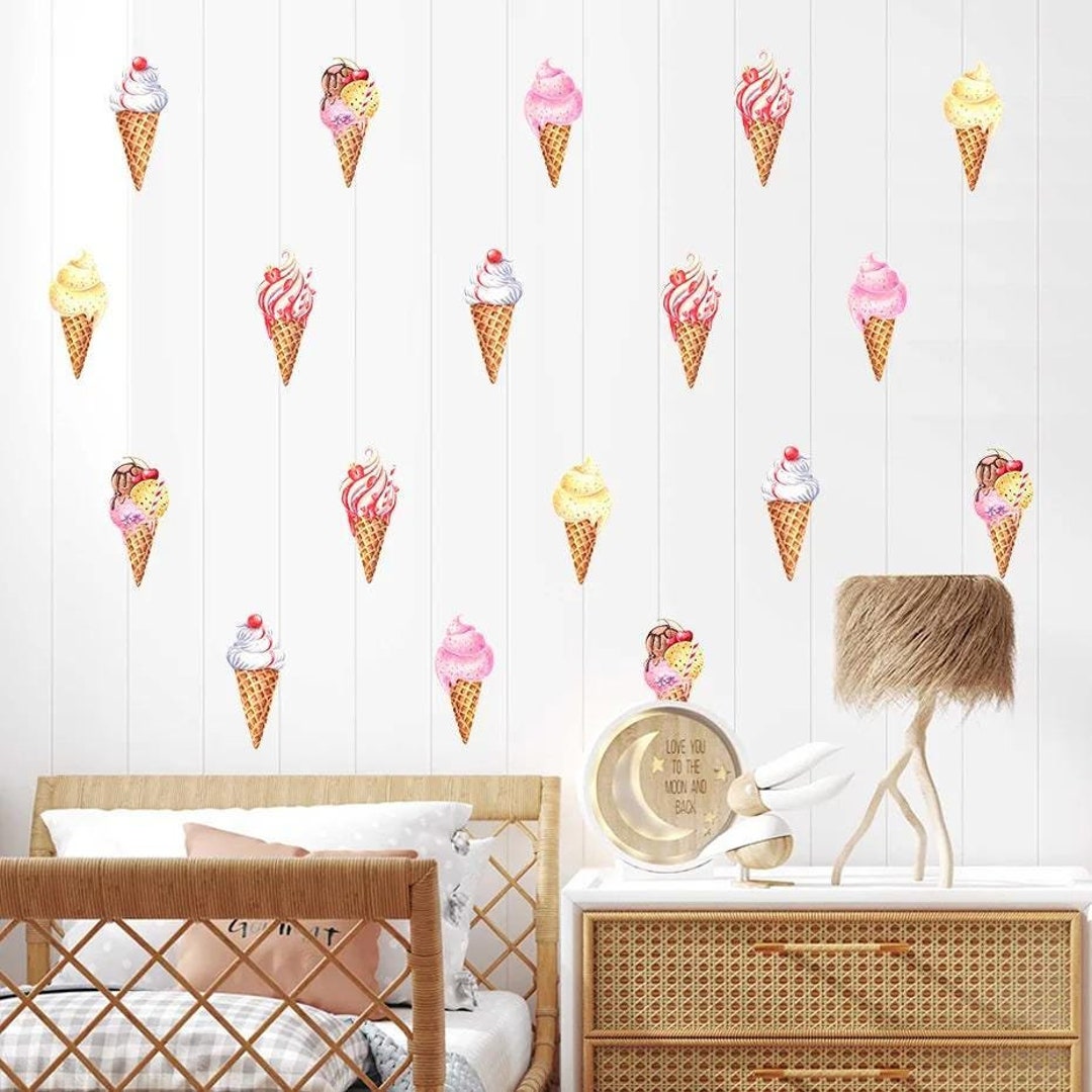 Watercolor Ice Cream Cone Wall Decals, Removable Kid's Room Decor - Etsy