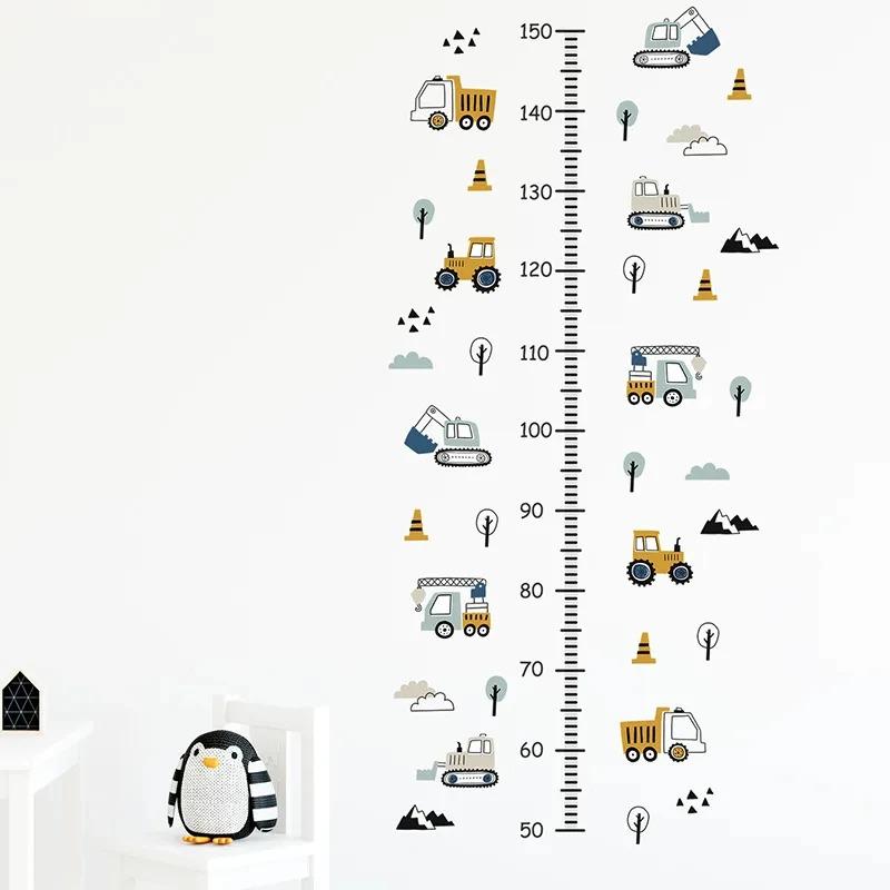 Cartoon Wall Stickers Height Measurement for Boys Room Cars Truck ...