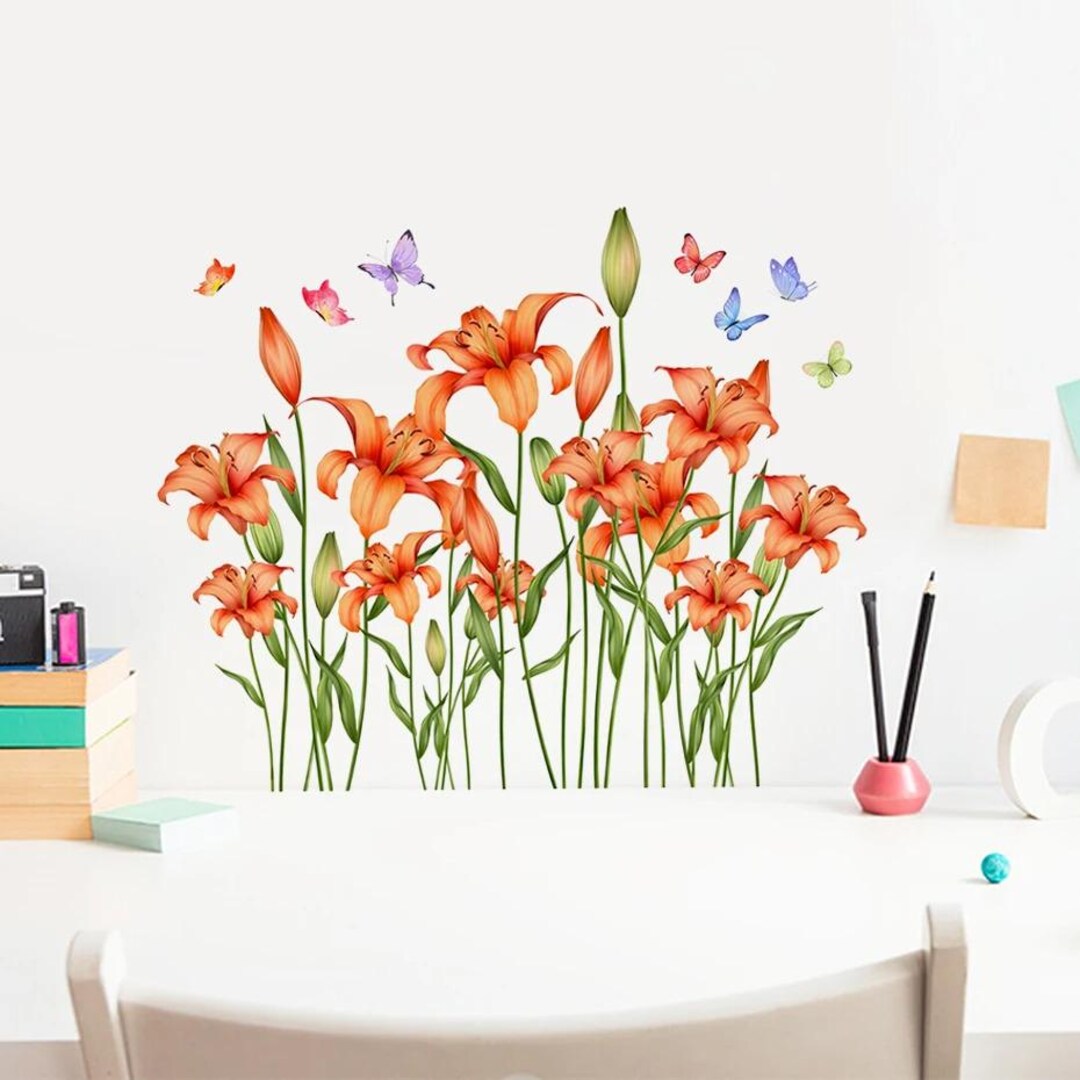 Watercolor Lily Wall Stickers: Kids Room Floral Decal - Etsy