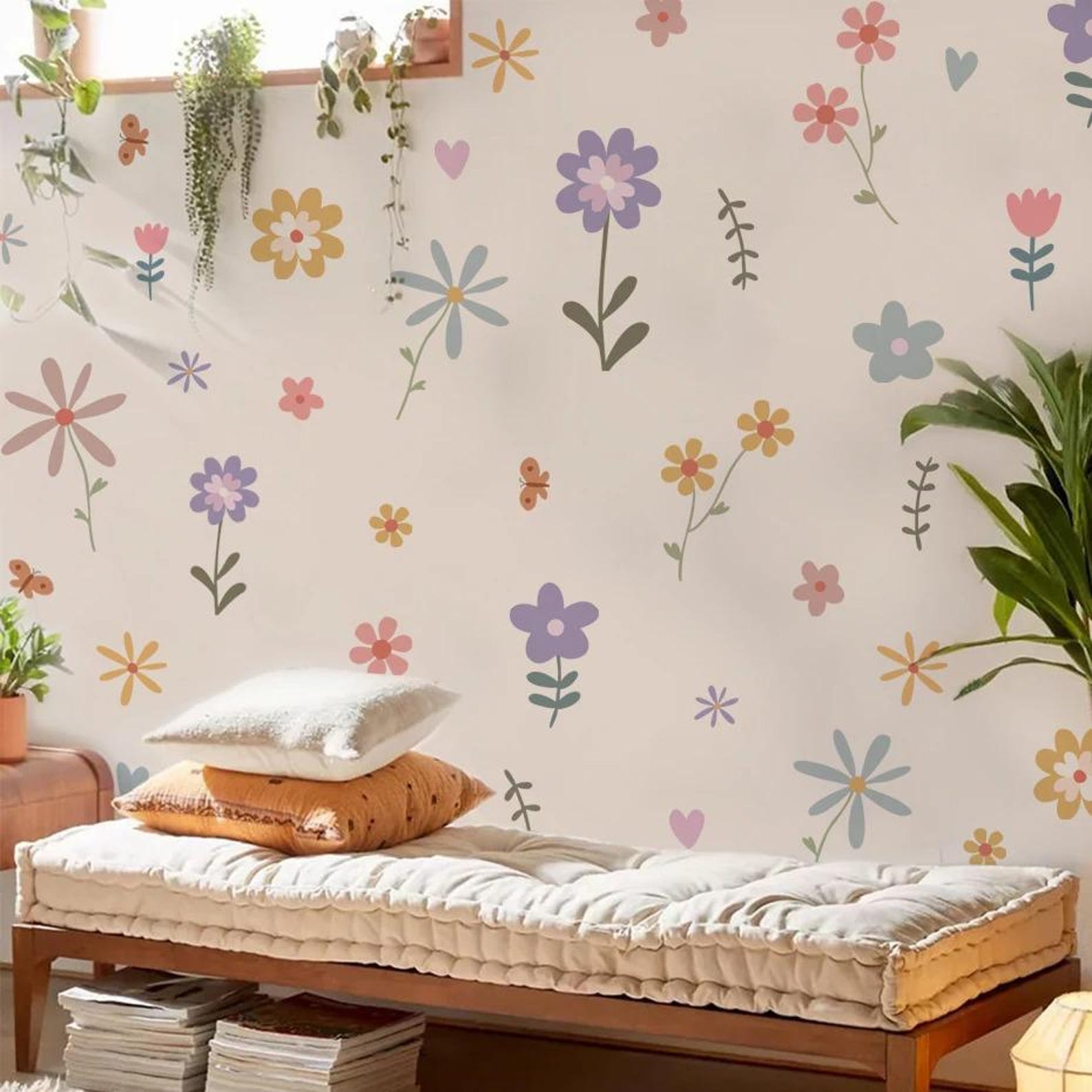 Cartoon Flowers Wall Decals for Kids Room Nursery Wall Decor Home ...