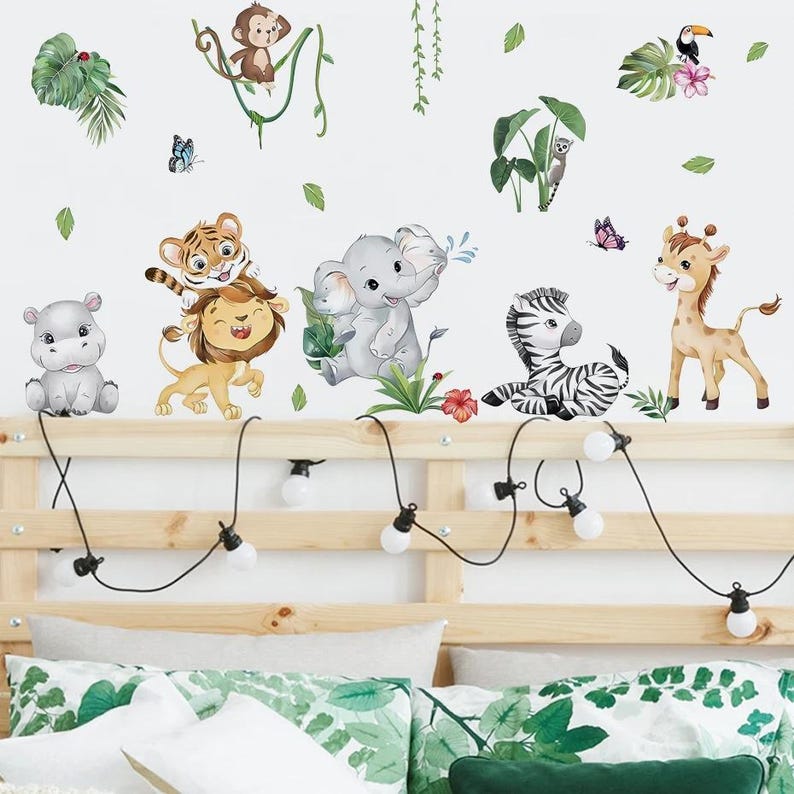 Tropical Rainforest Animals Wall Stickers for Nursery Baby Room Kids ...