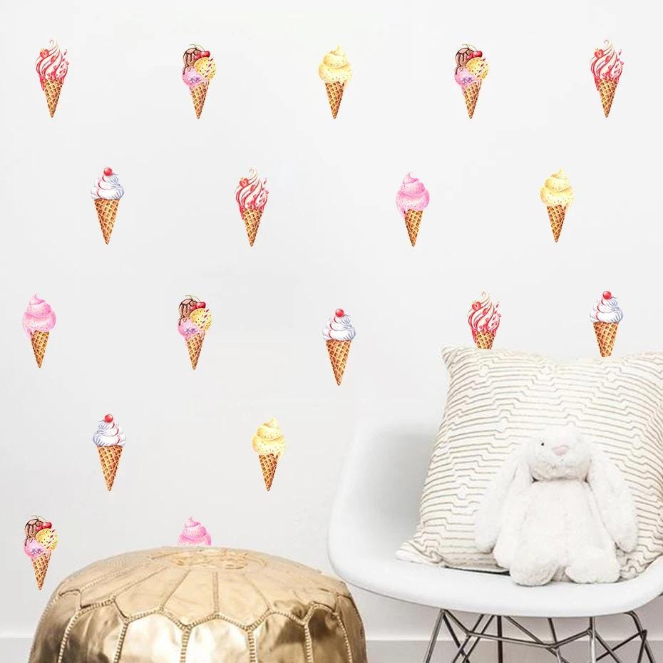 Watercolor Ice Cream Cone Wall Decals, Removable Kid's Room Decor - Etsy