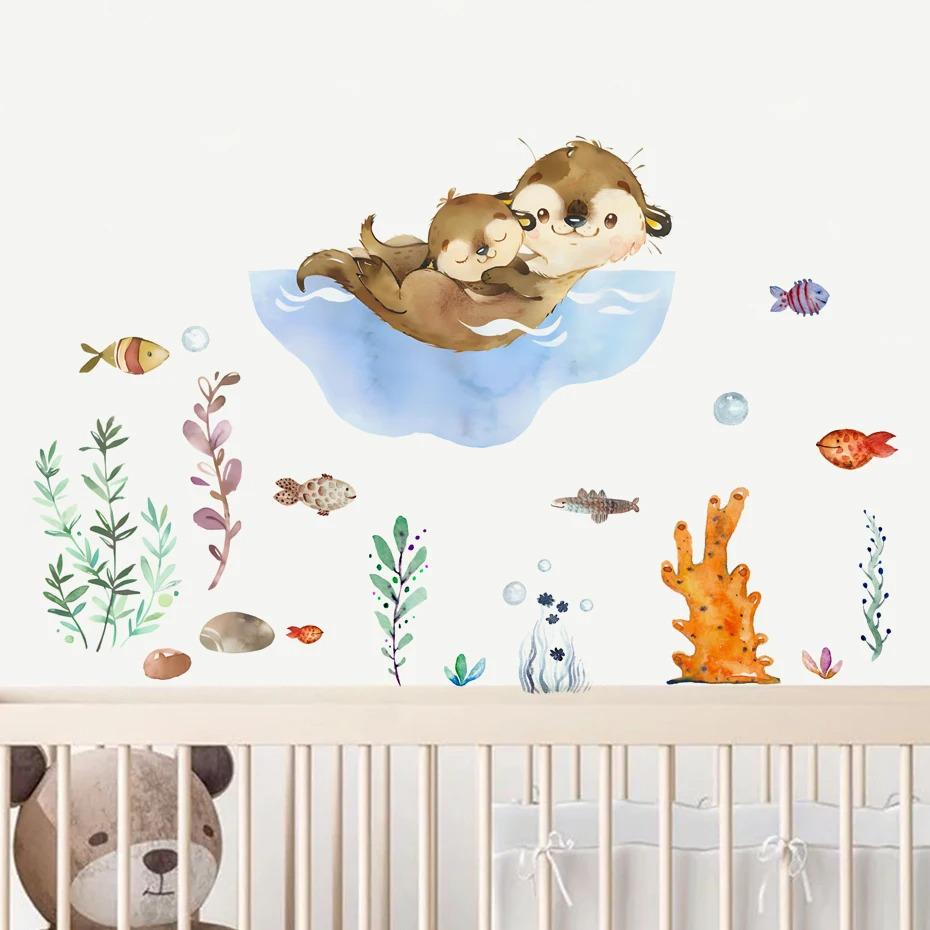 Cartoon Otter Wall Decals, Sea Animals Nursery Decor - Etsy