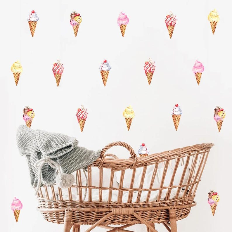 Watercolor Ice Cream Cone Wall Decals, Removable Kid's Room Decor - Etsy