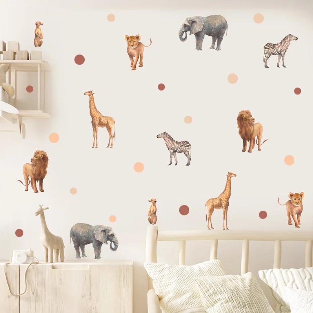 Wild Animals Polka Dot Wall Decals, Kids Nursery Decor - Etsy