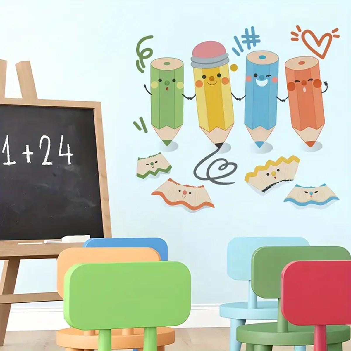 Cartoon Pencil Wall Decal, Kids Playroom Decor - Etsy