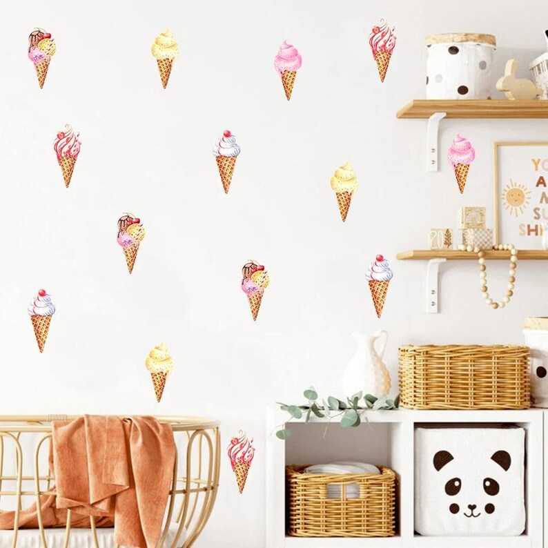 Watercolor Ice Cream Cone Wall Decals, Removable Kid's Room Decor - Etsy