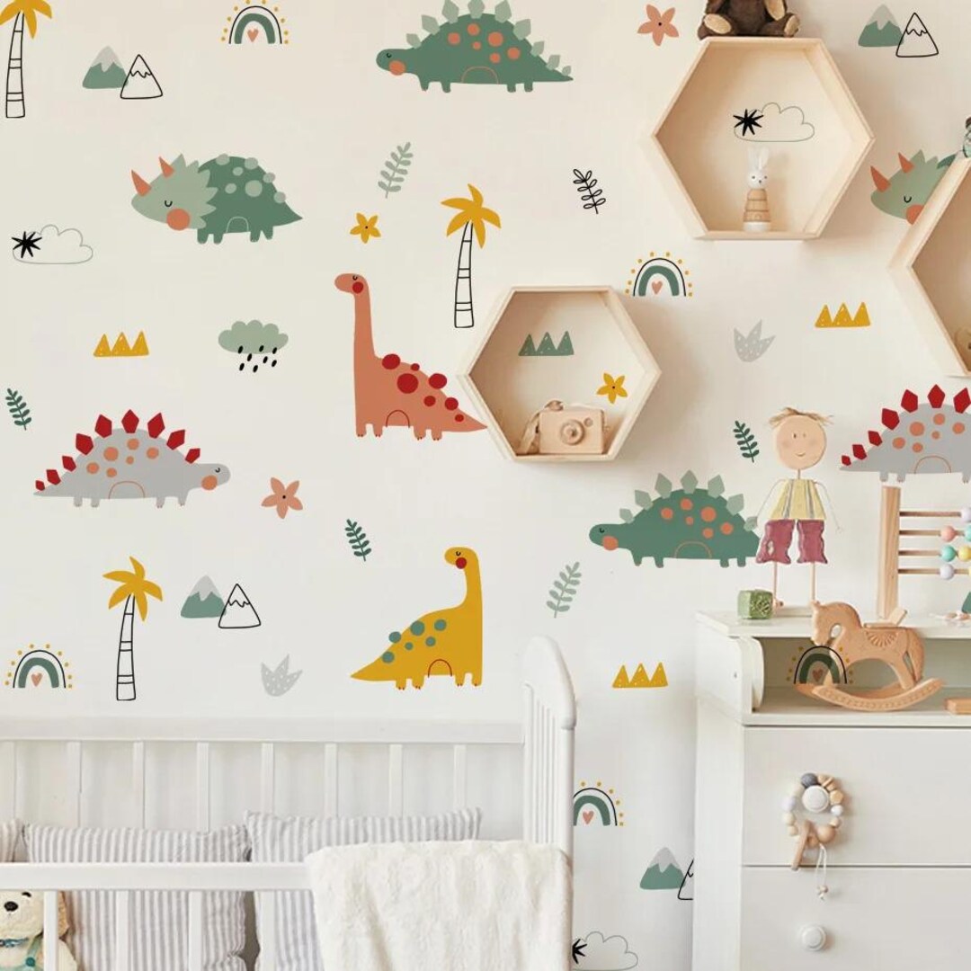 Cartoon Dinosaurs Wall Sticker for Boys Children Bedroom Baby Nursery ...