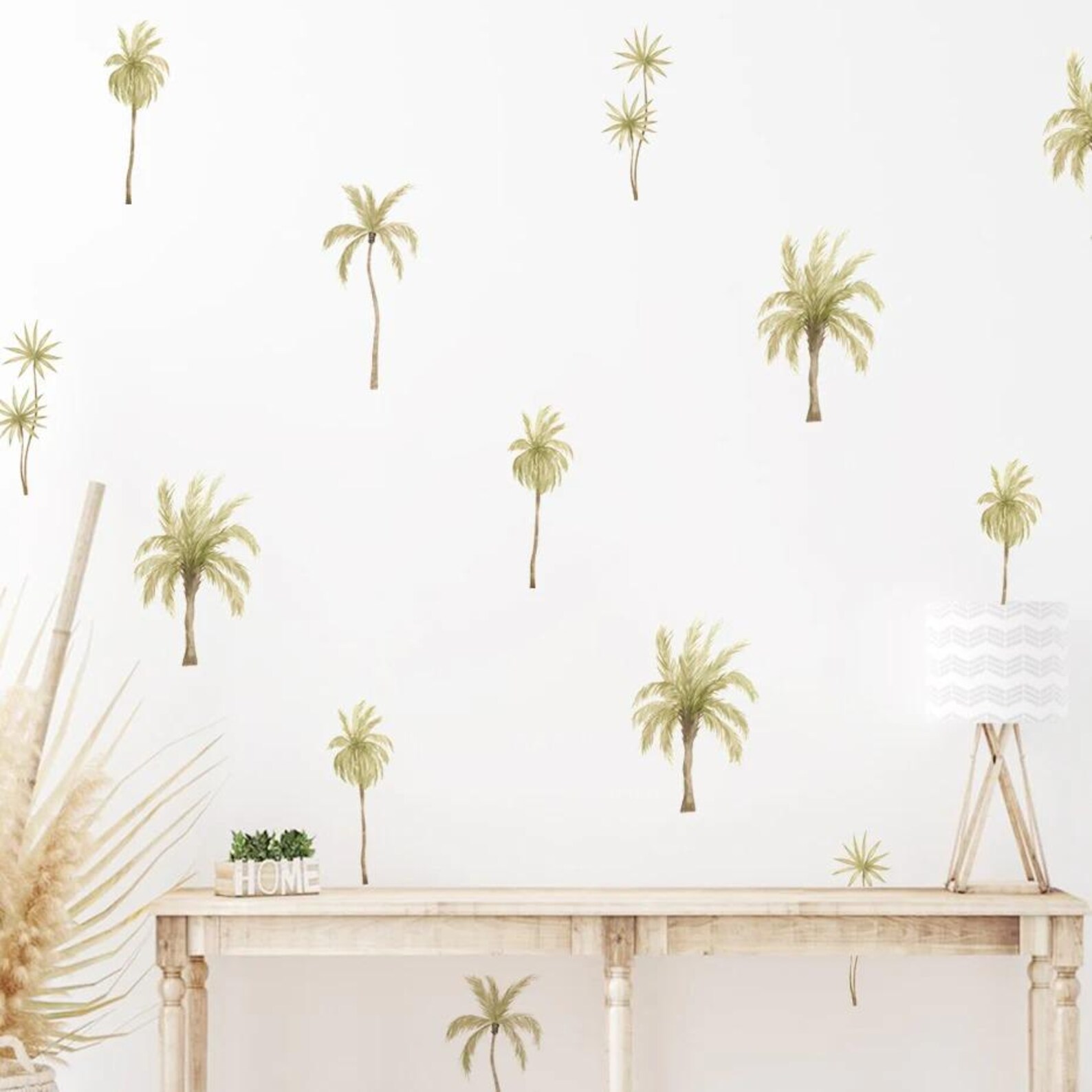 Palm Coconut Tree Green Watercolor Wall Stickers Vinyl Wall Decal Mural ...