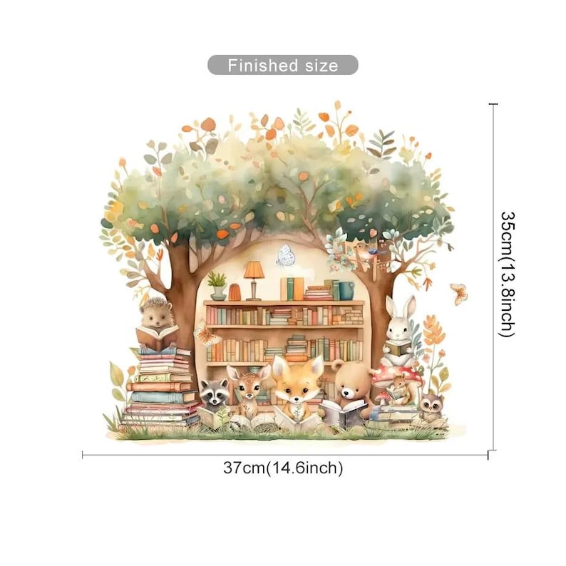 Animals Reading in the Fairytale Tree House Wall Sticker Vinyl Baby ...
