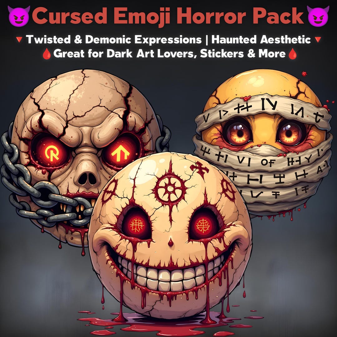 Cursed and Demonic Emoji PNG Collection | Sinister Emoticon Designs | Possessed Emoji Clipart ...