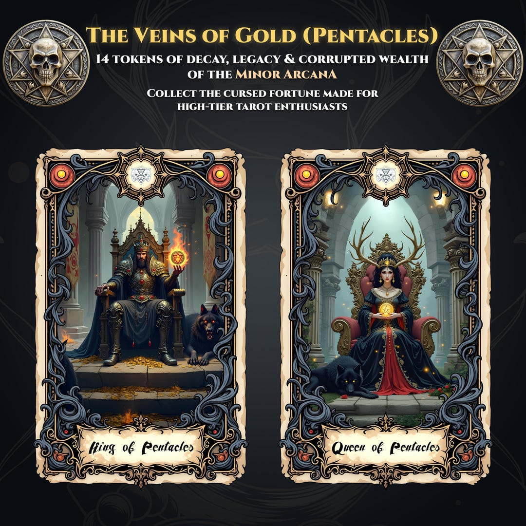Gothic Pentacles Tarot PNG Pack | 14 Haunted Minor Arcana Cards With ...