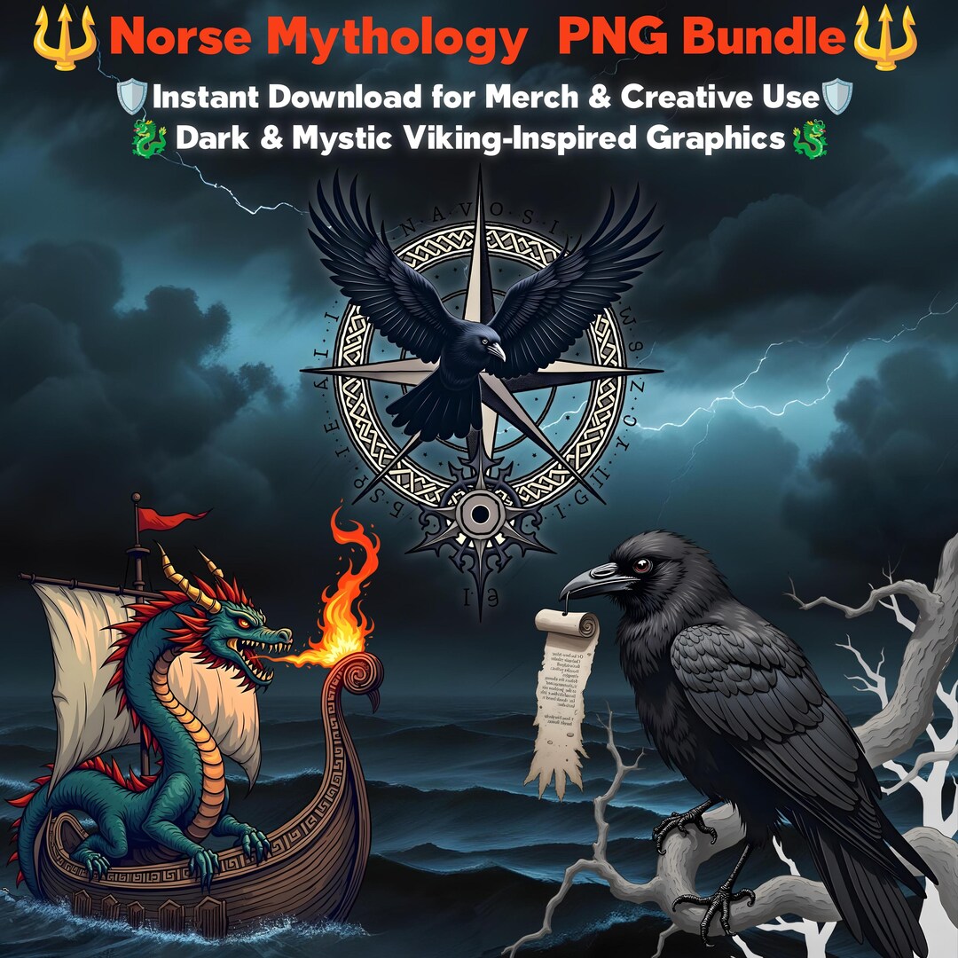 Viking Style PNG Design Bundle | Norse Mythology Clipart Collection ...