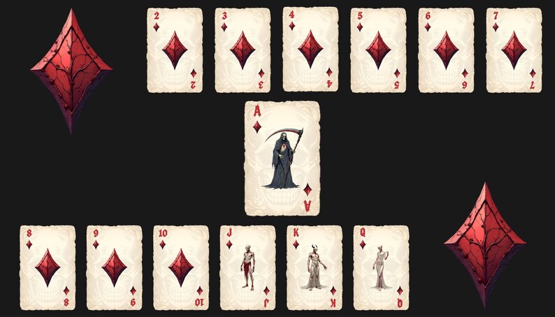 Gothic King & Queen Playing Cards PNG Bundle | Horror Tarot Deck ...