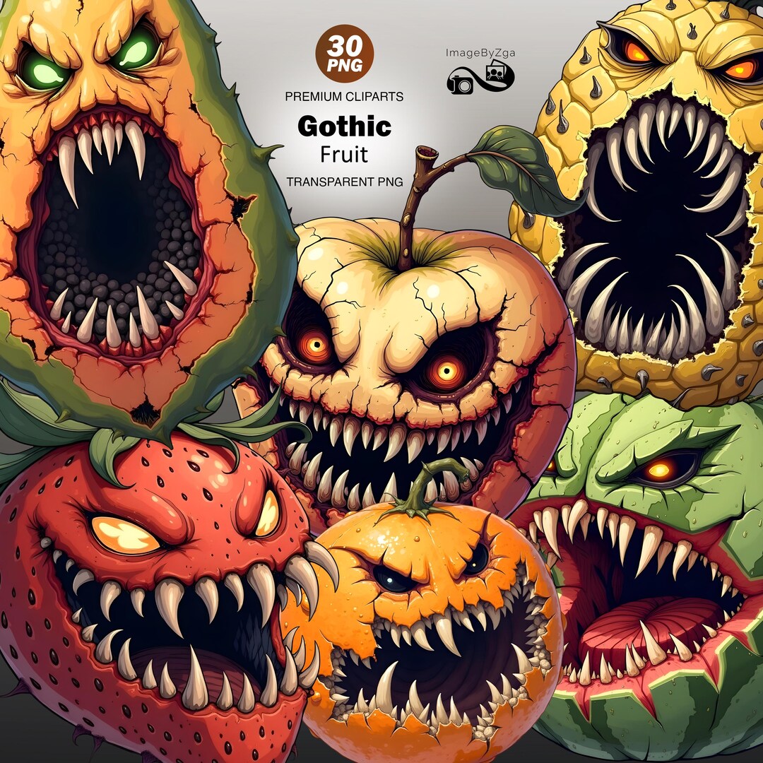 Dark Art Fruit PNG Bundle | Gothic Strawberries, Cherries & Creepy ...