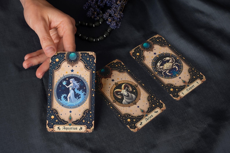 Printable Celestial Zodiac Tarot Deck | 12 Astrology Cards (PNG ...