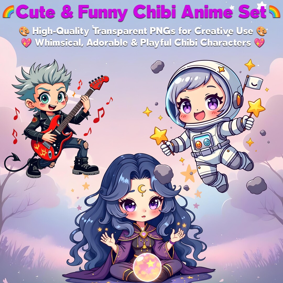 Cute Chibi Anime Character PNG Bundle | Adorable Kawaii Designs ...