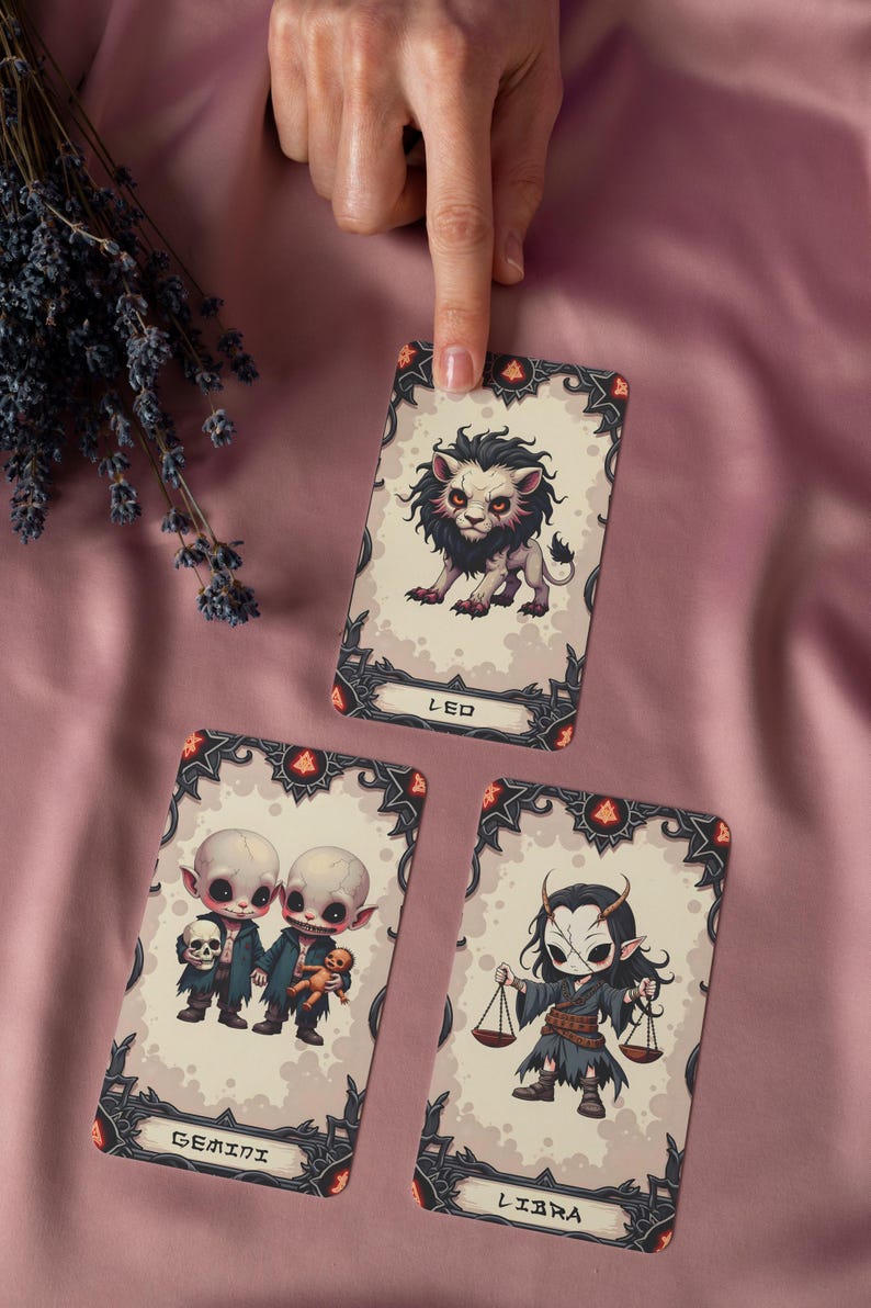Gothic Zodiac PNG Bundle, 12 Creepy Tarot Card Art, Horror Clipart ...