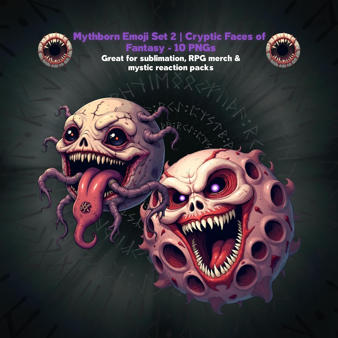 Dark Fantasy Emoji PNG Set Vol.2 | Demonic Halloween Faces & Sinister ...