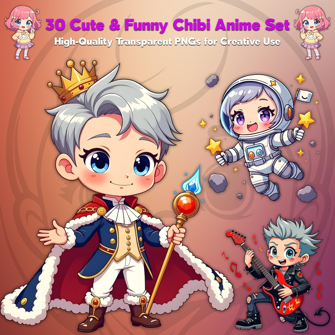 Cute Chibi Anime Characters PNG Bundle | Adorable Kawaii Designs ...