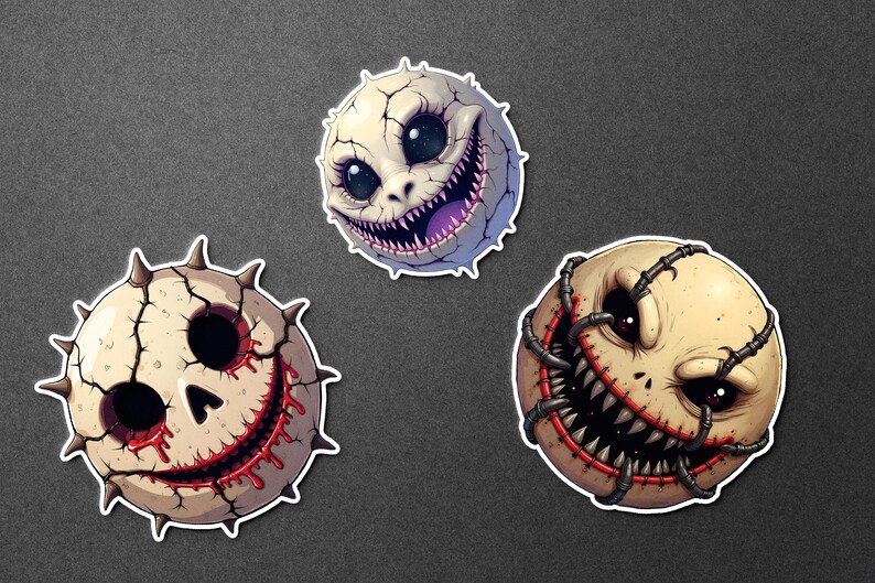 Horror Dark-fantasy Emoji PNG Bundle | Creepy Emoticon Illustrations ...