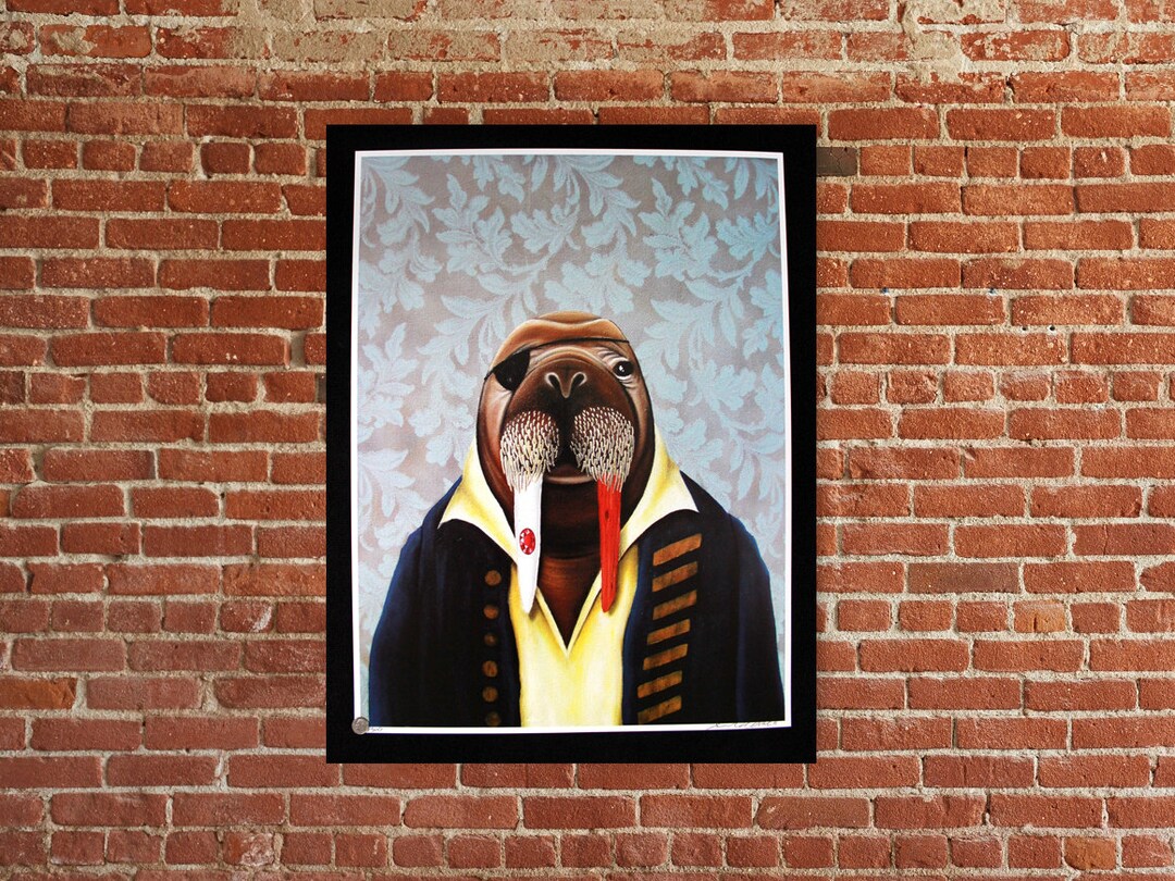 Pirate Art,walrus Ocean Art,pop Art,home Wall Decor,original Signed ...