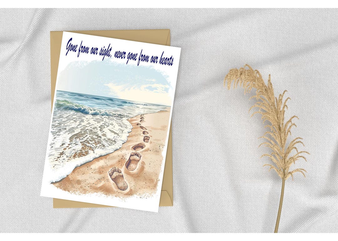 Sympathy Card, Footprints in the Sand. - Etsy