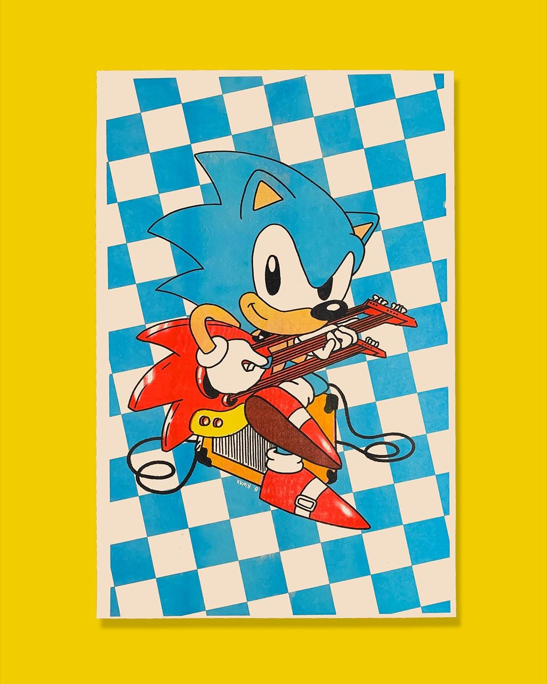 Sonic in Orange Amp Zone - 11” X 17” Risograph Print - Etsy