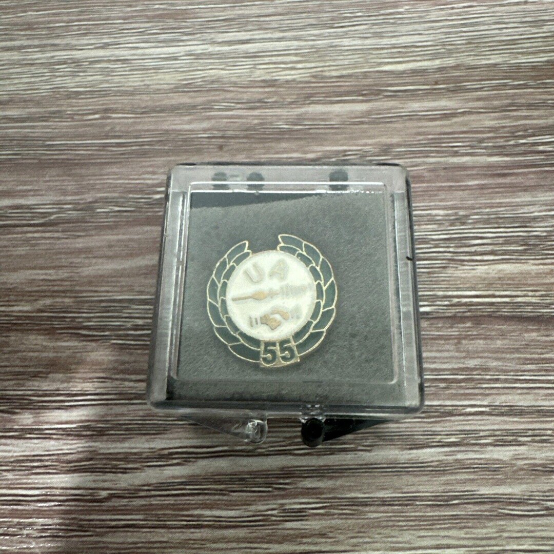 Vintage UA 55 Round Gold Tone Enamel Tie Tack Pin S2 - Etsy