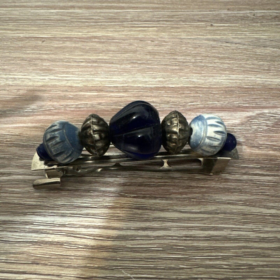 Vintage Light and Dark Blue Beaded Hair Barette S2 - Etsy