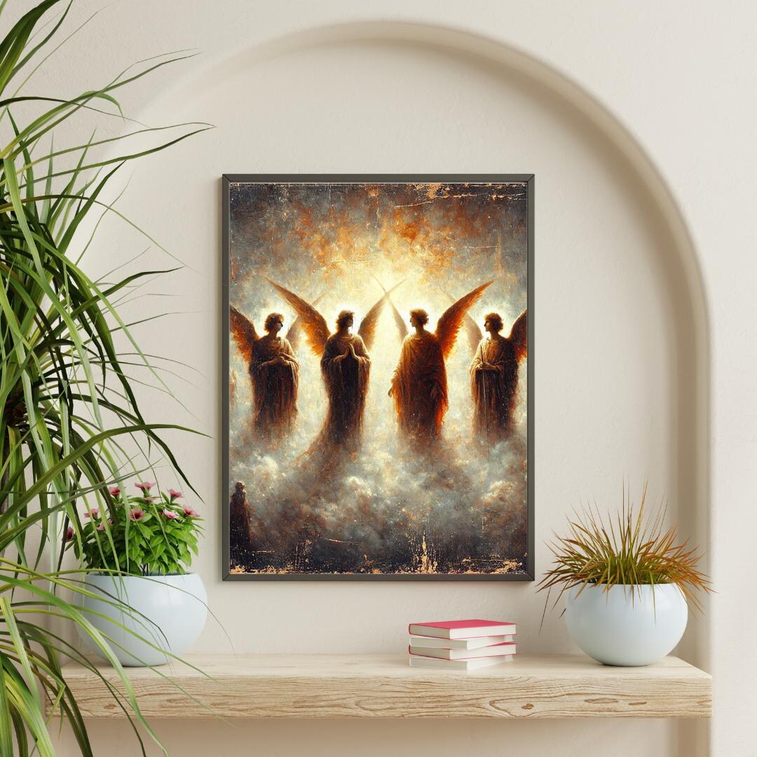 Printable Christian Artwork, Dark Angels Wall Art, Dark Academia Decor ...