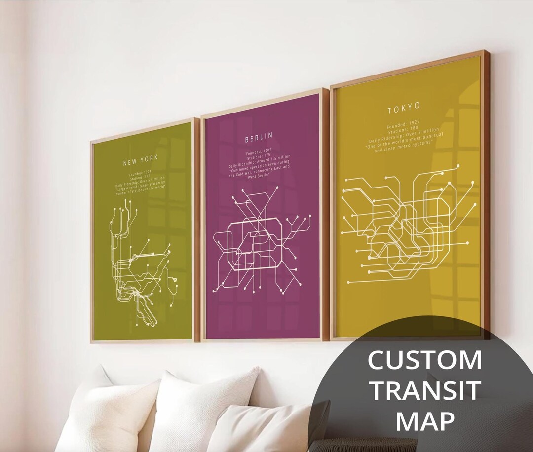 CUSTOM TRANSIT Map Poster Metro Map Design Tube Map A Perfect Gift Home ...