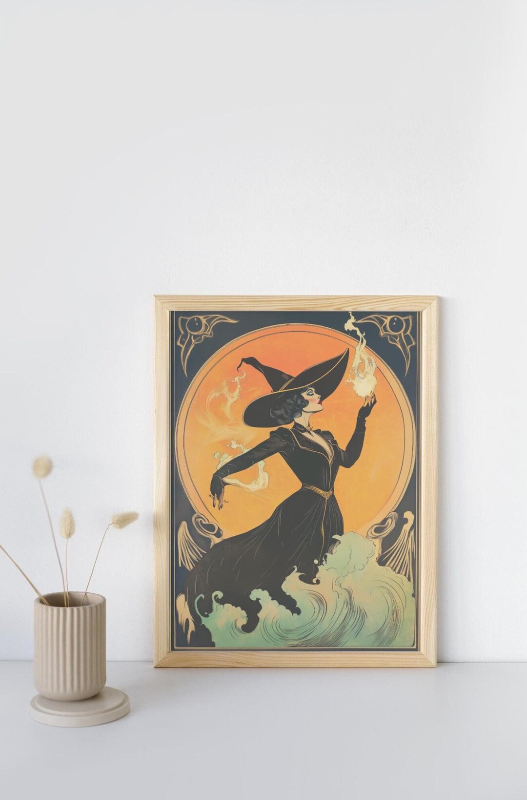 1920s Art Deco Witch Poster – Vintage-inspired Halloween Wall Art ...