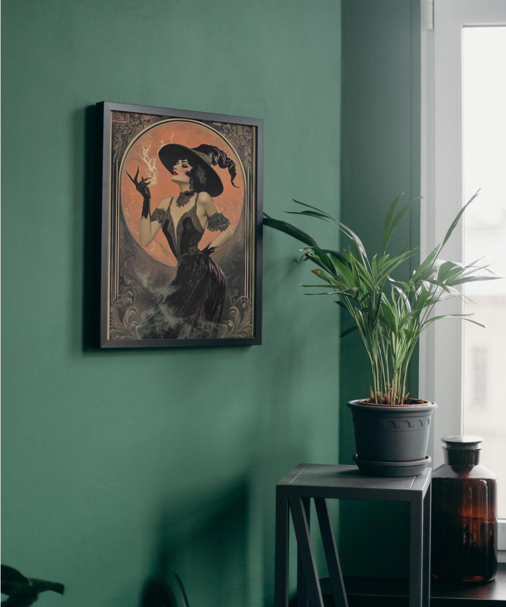 1920s Art Deco Witch Poster Vintage-inspired Halloween Wall Art Digital ...