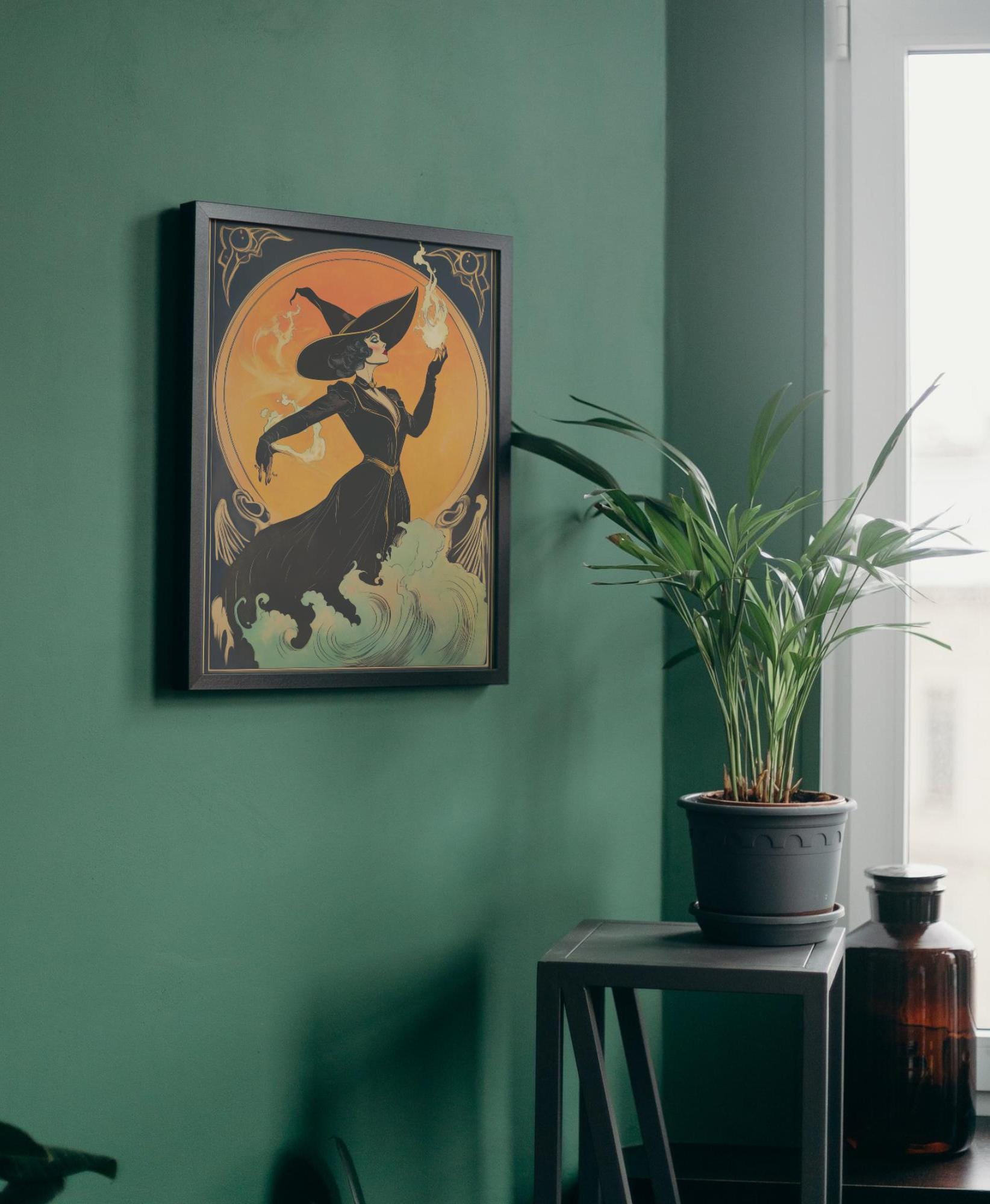 1920s Art Deco Witch Poster – Vintage-inspired Halloween Wall Art ...