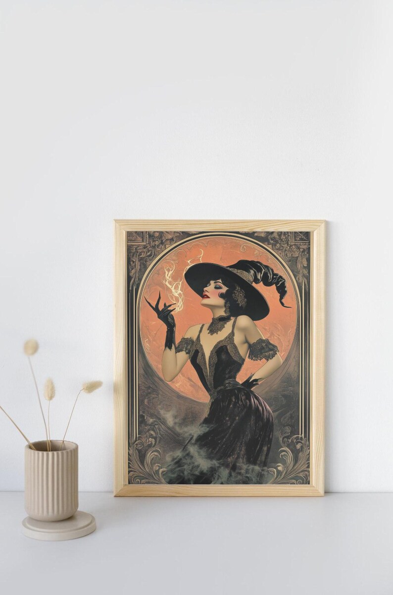1920s Art Deco Witch Poster Vintage-inspired Halloween Wall Art Digital ...
