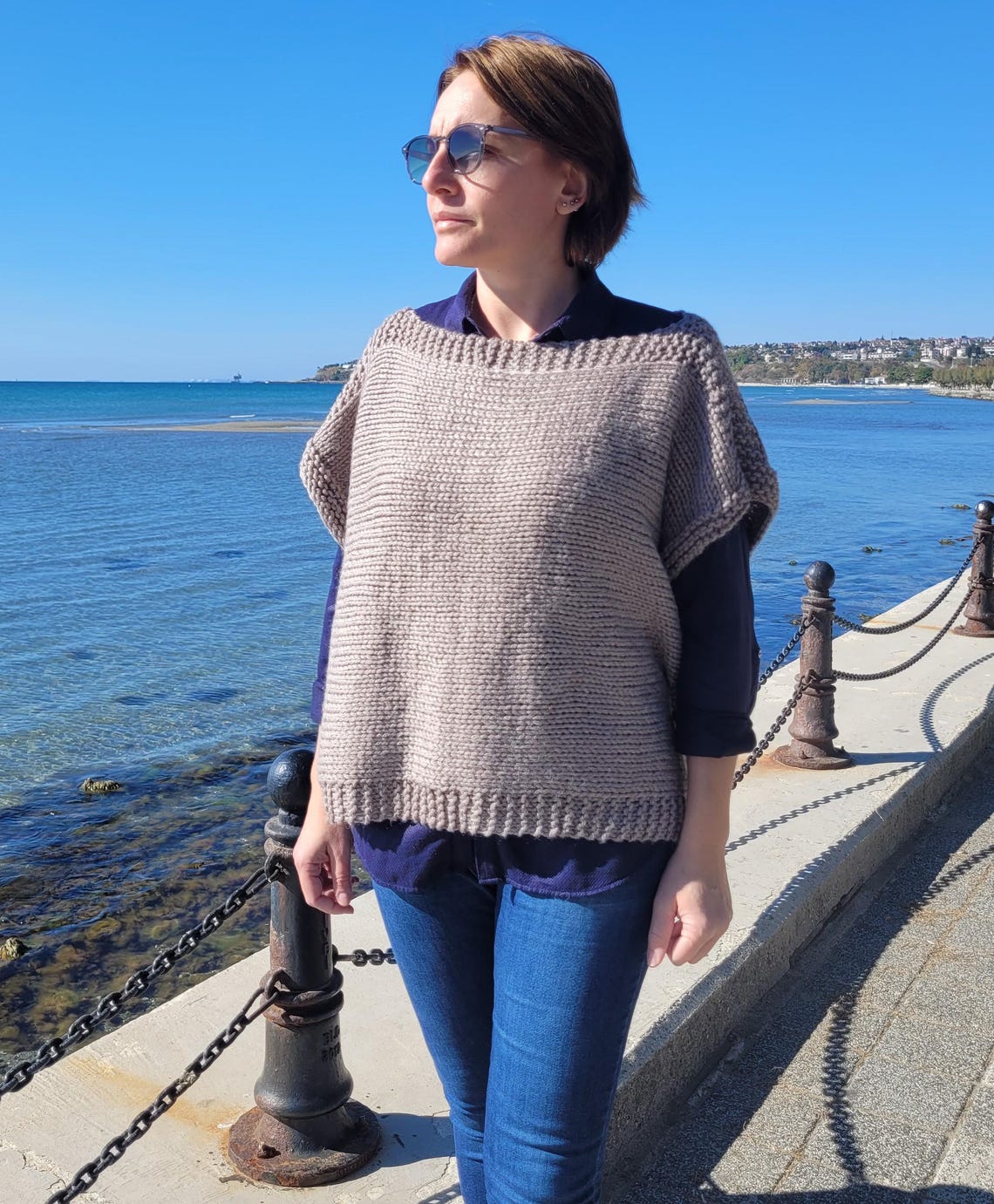 Poncho Knitting Pattern | Easy Two Rectangle Knit Poncho for Women ...