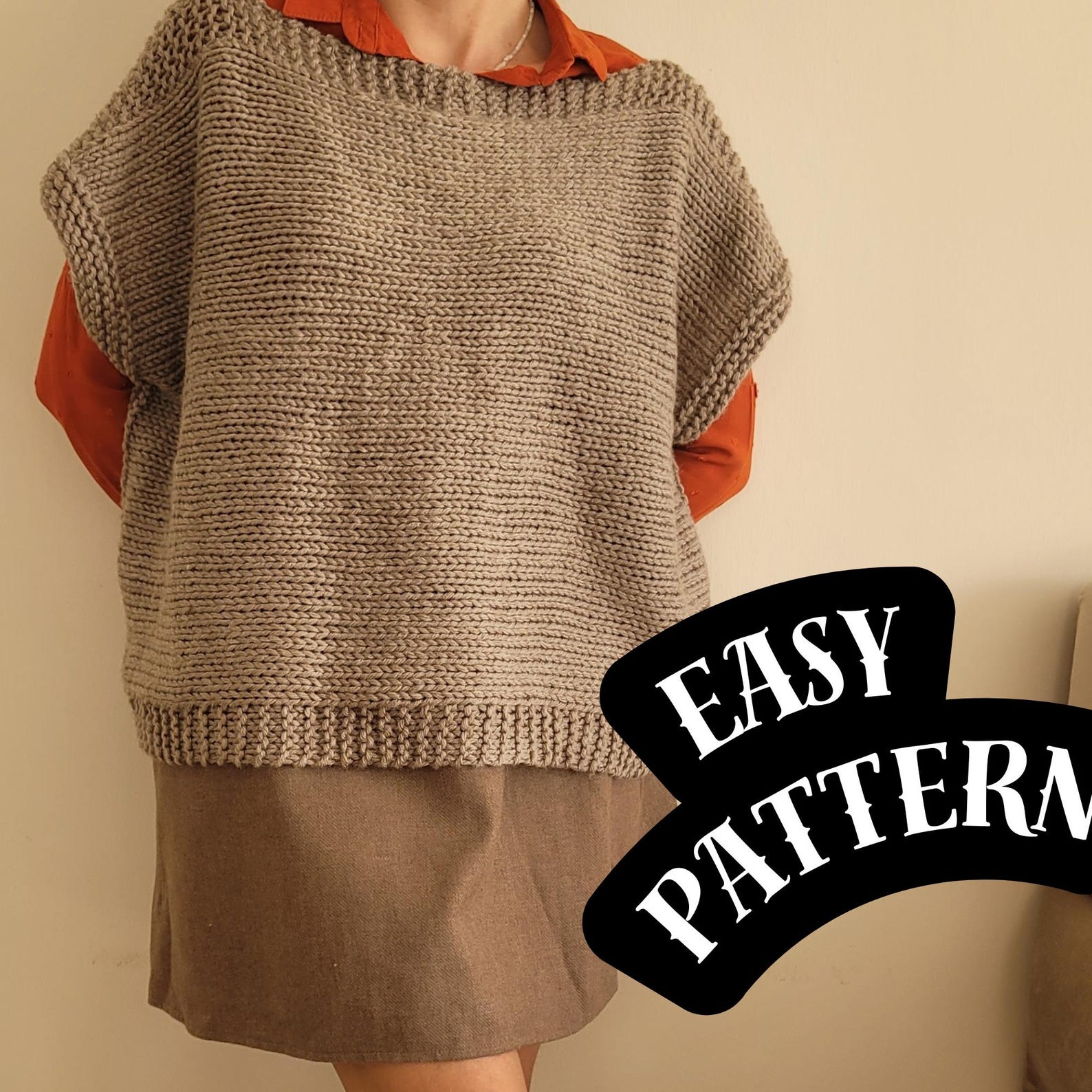 Poncho Knitting Pattern | Easy Two Rectangle Knit Poncho for Women ...