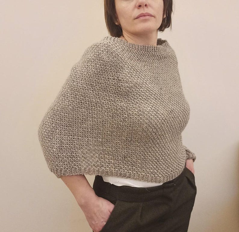 Sweater Scarf, Knit Shawl, Textured Scarf With Sleeves, Knitting ...