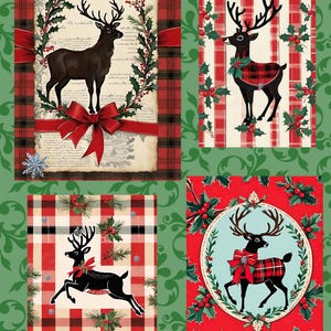 Rustic Christmas Deer Reindeer Junk Journal Papers Digital Download ...
