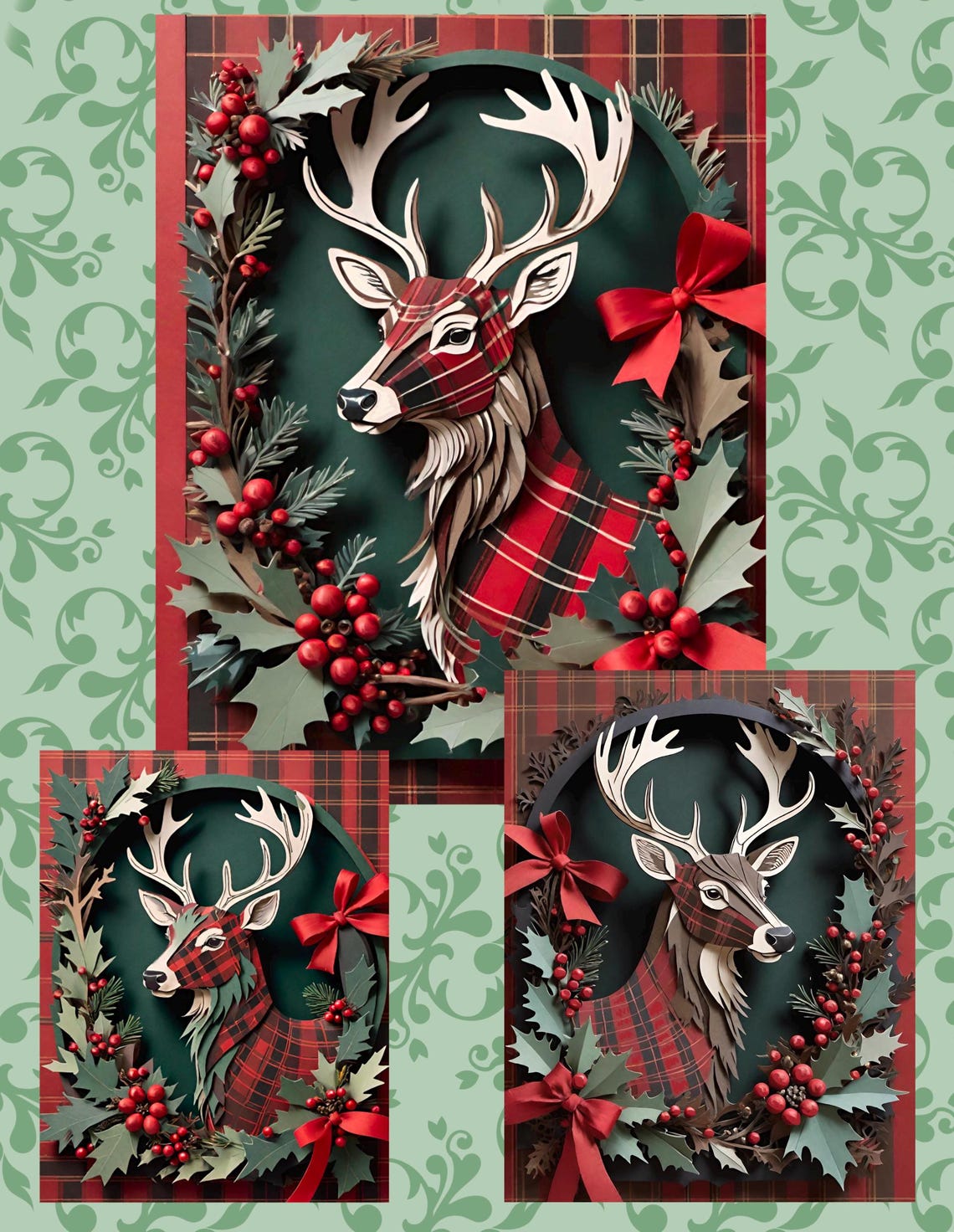 Rustic Christmas Deer Reindeer Junk Journal Papers Digital Download ...