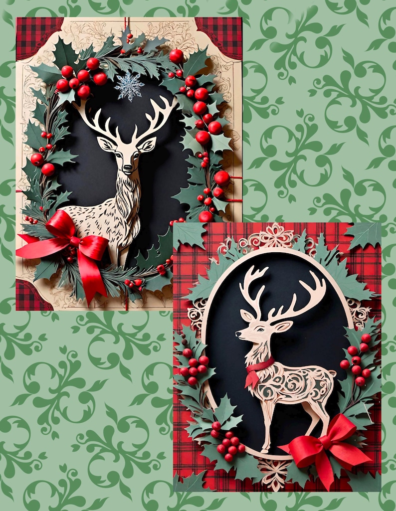 Rustic Christmas Deer Reindeer Junk Journal Papers Digital Download ...